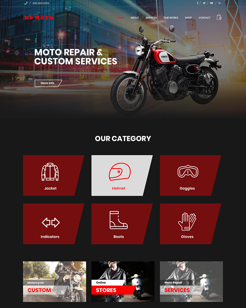 RS Moto - Multipurpose Motorcycles Repair & Service PSD Template