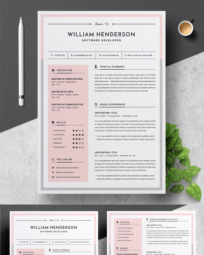 William Resume Template #79019 - TemplateMonster