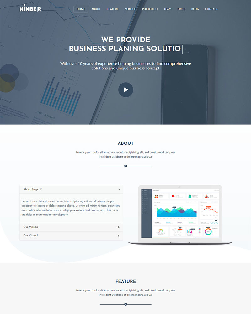 Kinger - Personal / Business Portfolio Landing Page Template
