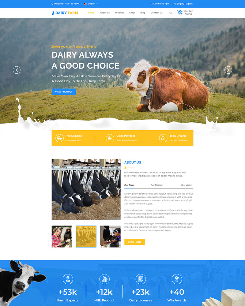 Milkman Dairy Farm Multipage PSD Template - TemplateMonster