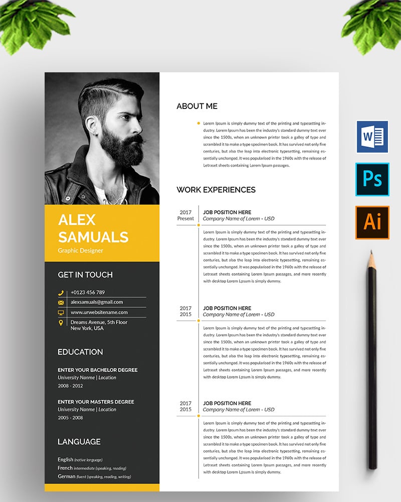 Alex Samuals Resume Template #79397 - TemplateMonster