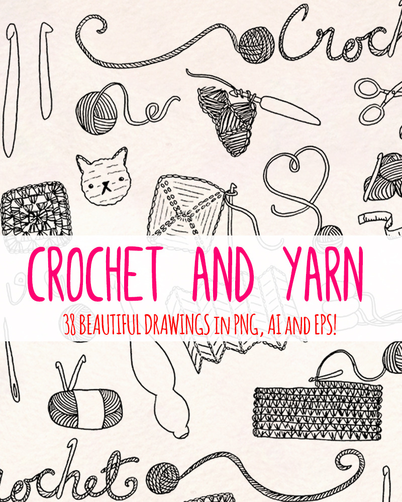 33 Crochet and Yarn Themed - Illustration - TemplateMonster