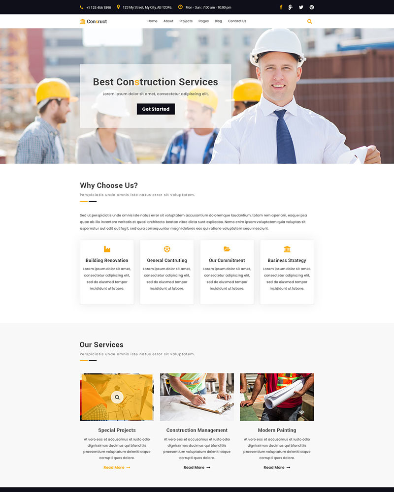 Construct | Construction PSD Template - TemplateMonster