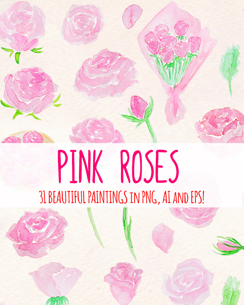 31 Feminine Pink Rose - Illustration - TemplateMonster