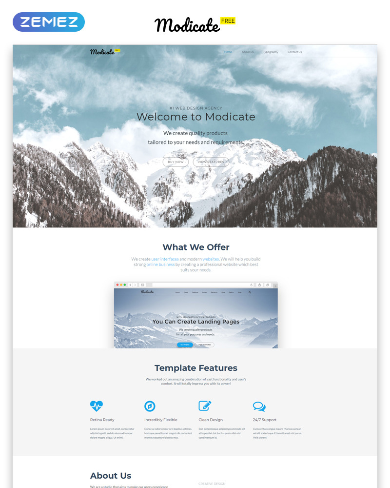 Modicate - Free version HTML Website Template