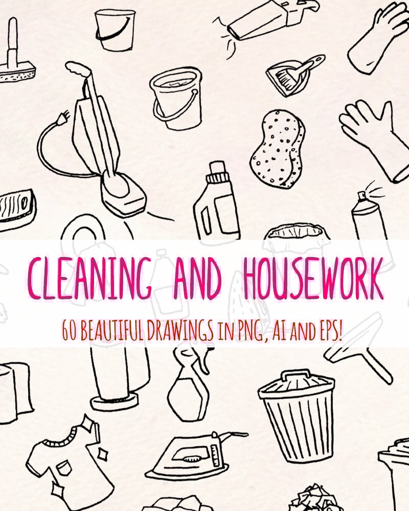 60 Cleaning and Housework - Illustration - TemplateMonster