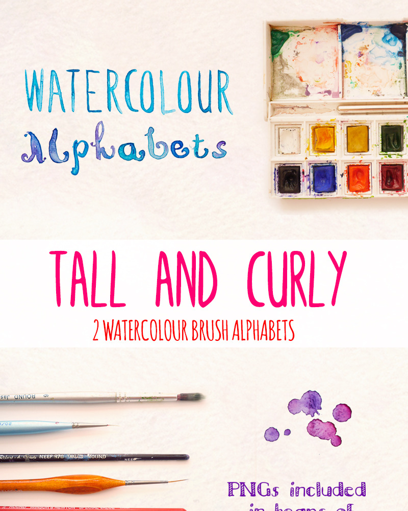 2 Hand Painted Alphabets - Photoshop Brush Scripts - Illustration
