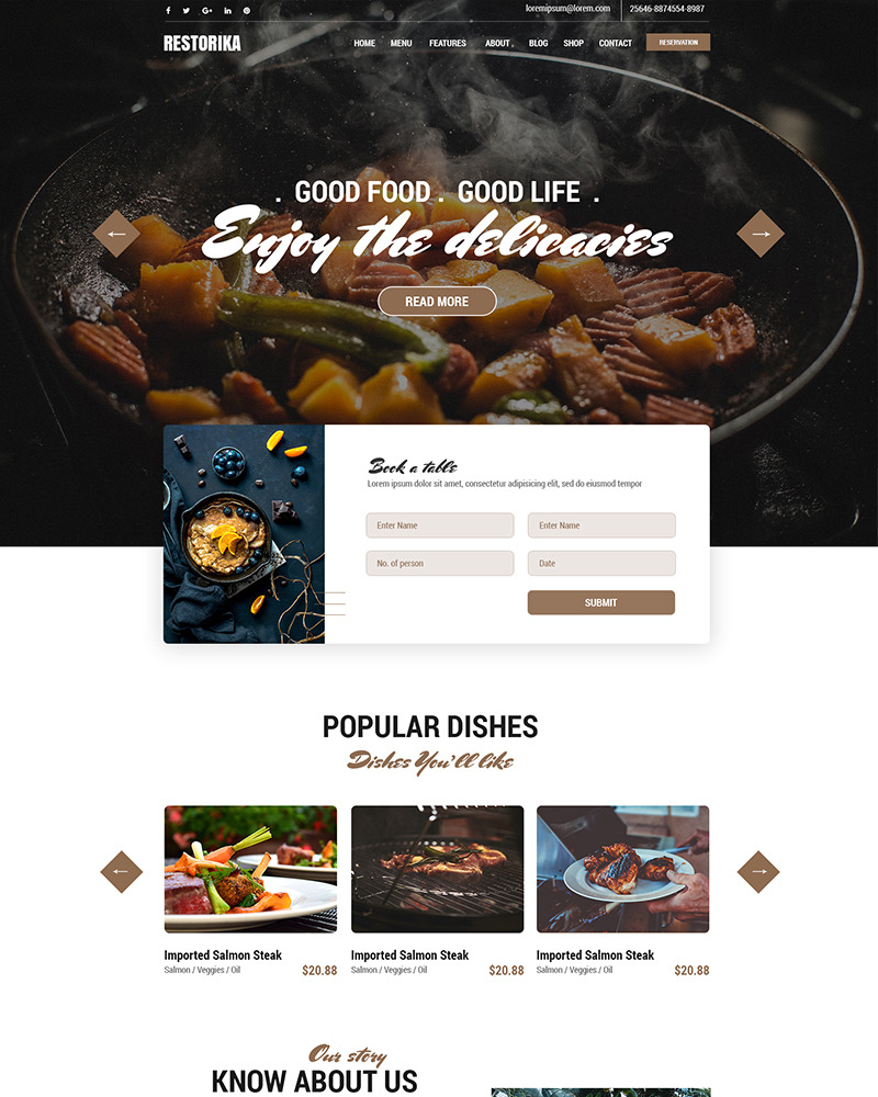 RESTORIKA- Restaurant PSD Template #79645 - TemplateMonster
