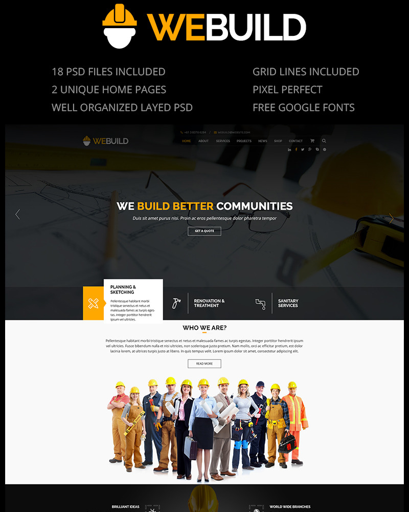 WEBUILD - Construction & Building PSD Template