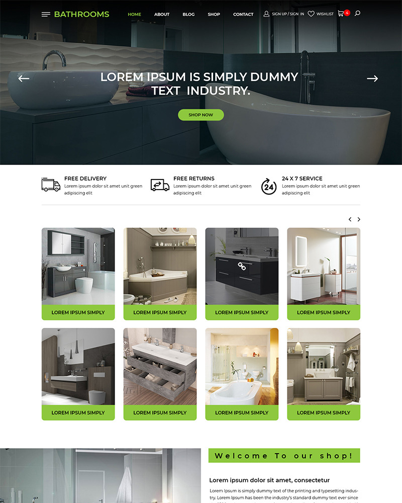Bathrooms- Bathroom Remodeling PSD Template - TemplateMonster