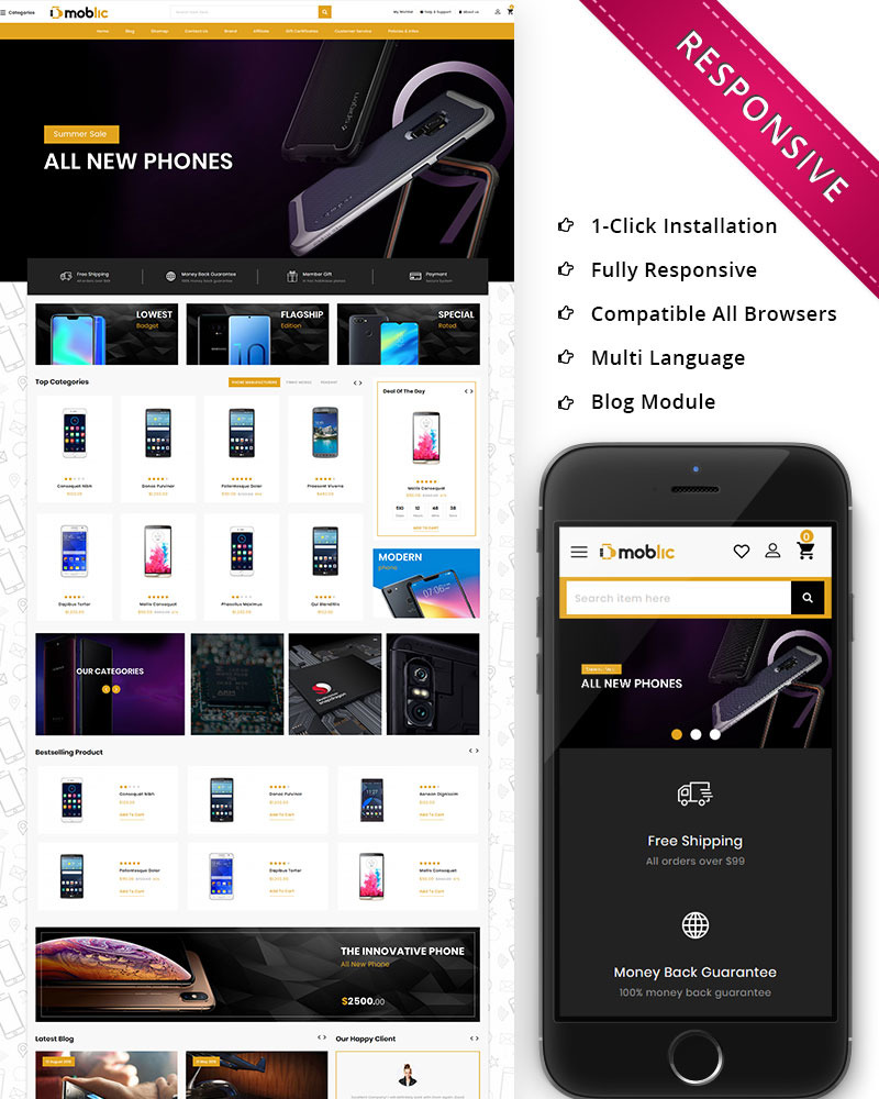 Moblic - The One Stop Mobile Shop Responsive OpenCart Template