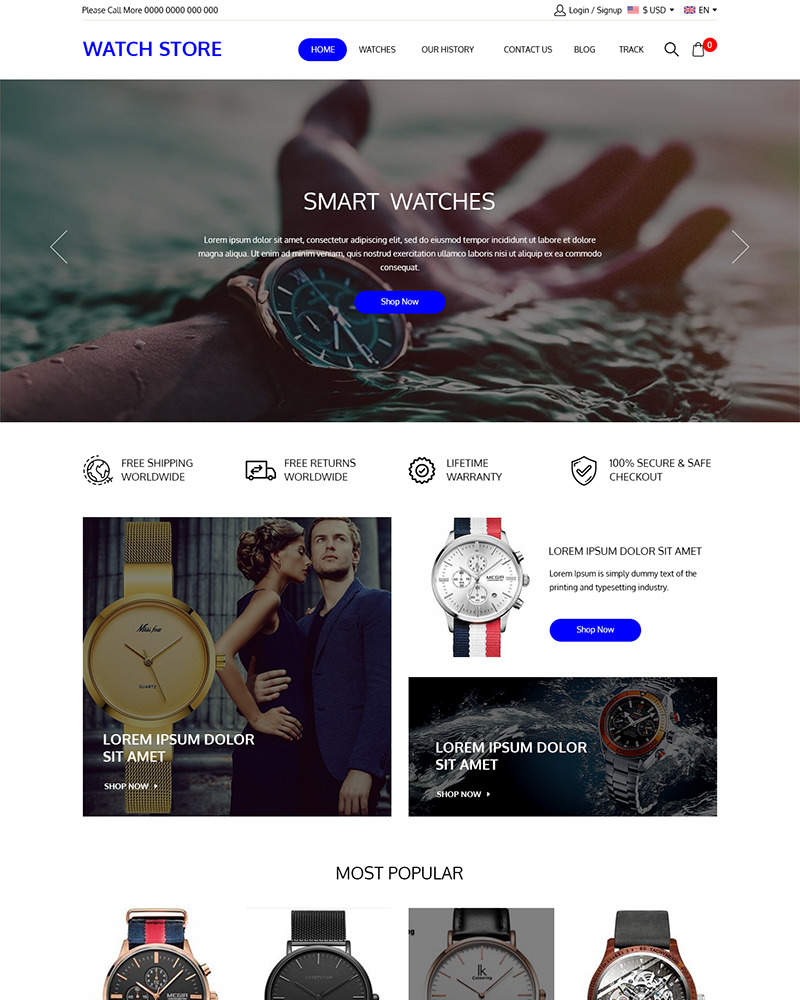 Watch Store- Multipurpose Ecommerce PSD Template