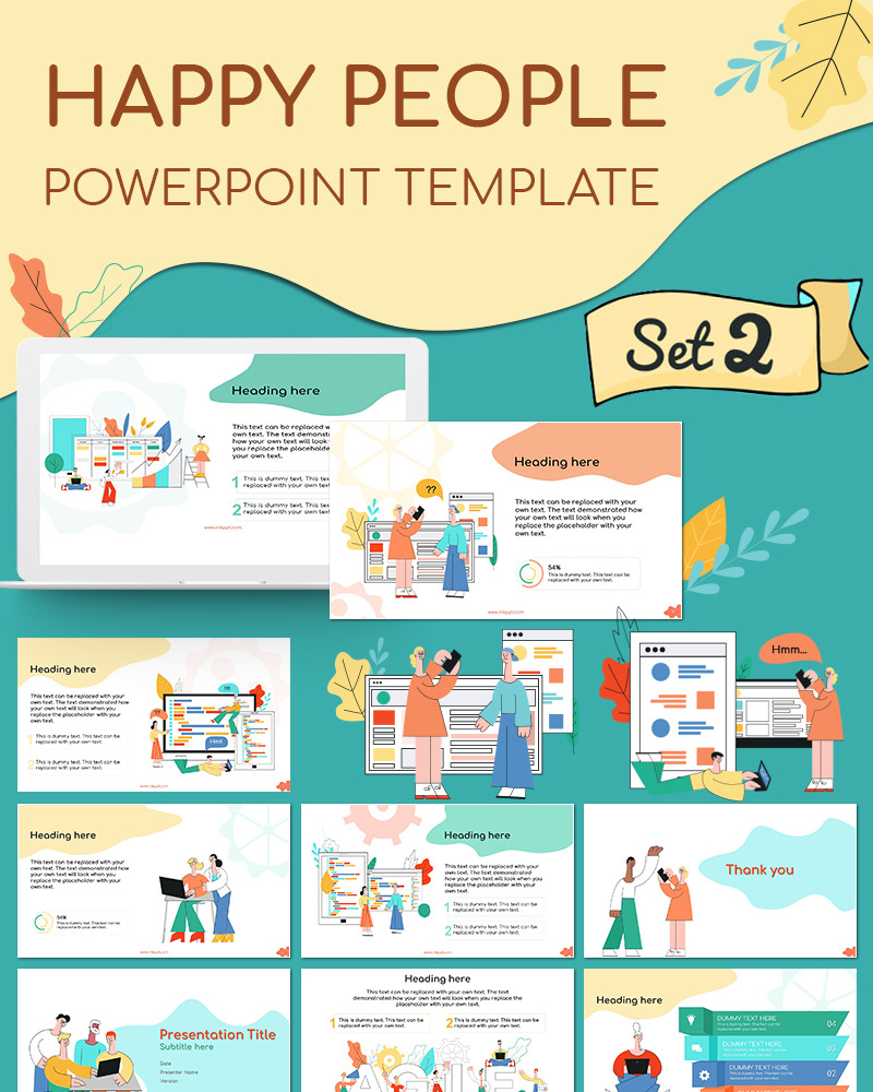 Happy People Set 2 PowerPoint template - TemplateMonster