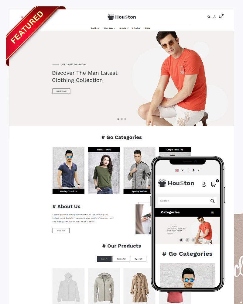 Houston T-Shirt Shop OpenCart Template - TemplateMonster