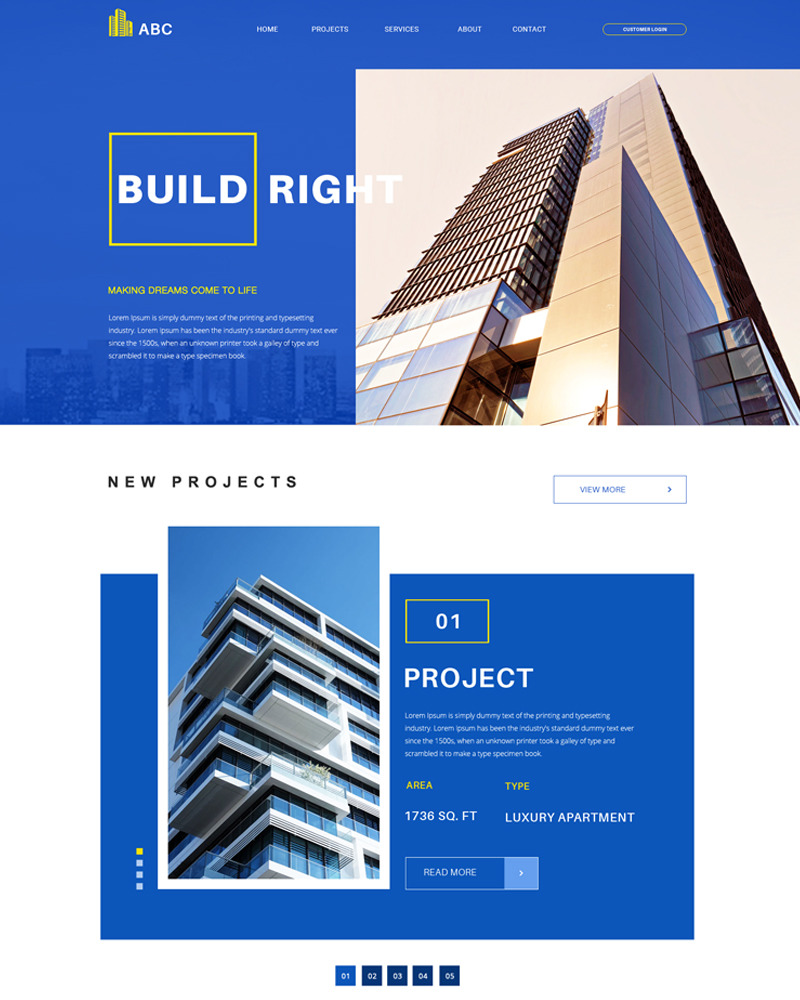 ABC - One Page Builders PSD Template - TemplateMonster
