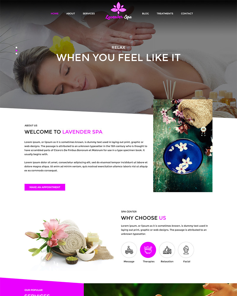Lavender Spa - Beauty & Spa PSD Template - TemplateMonster