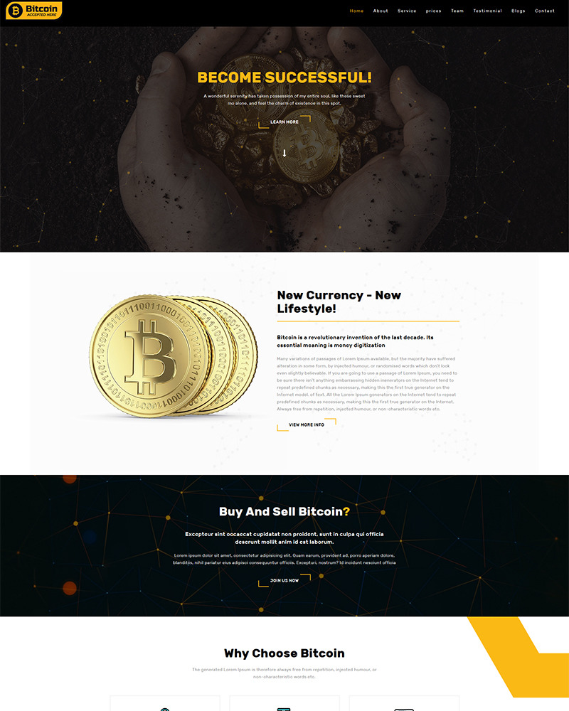 Bitcoin - Crypto Currency Landing Page Template