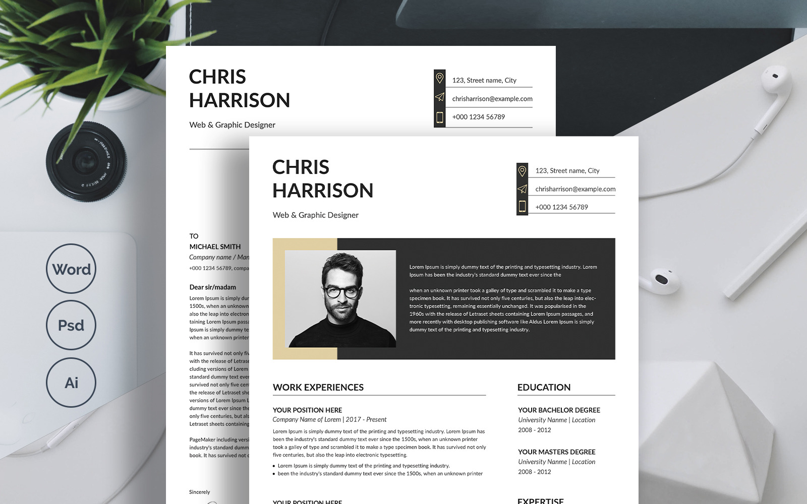 Chris Harrison Resume Template #80265 - TemplateMonster