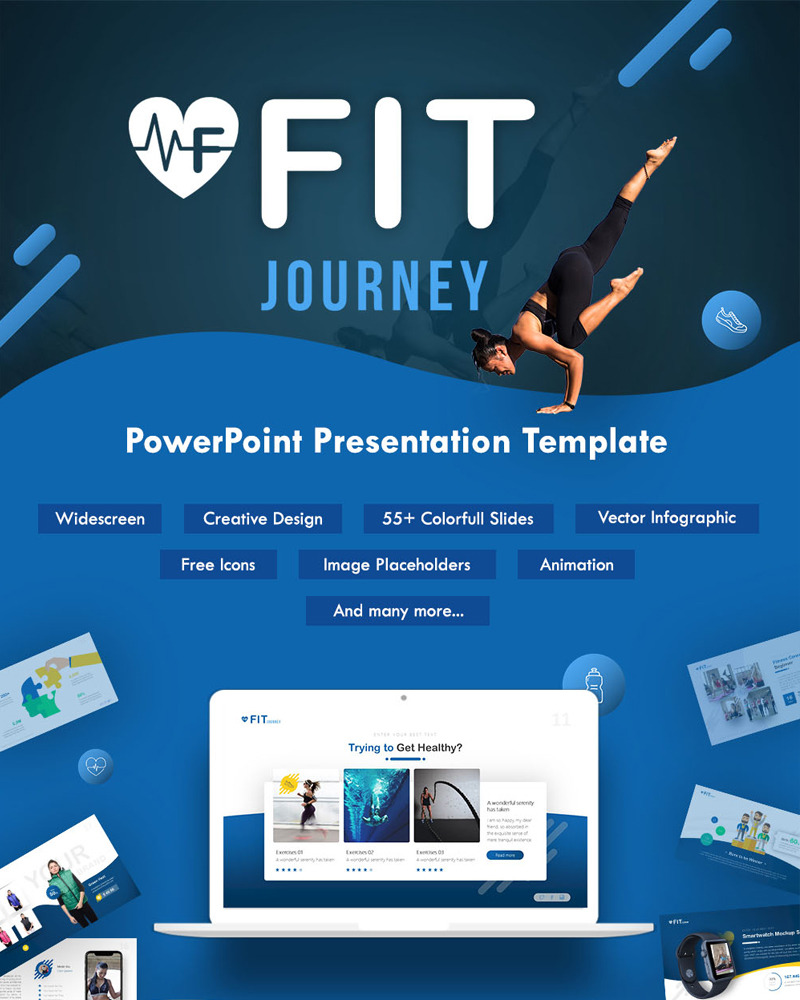 Fit Journey - Sporty PowerPoint template - TemplateMonster