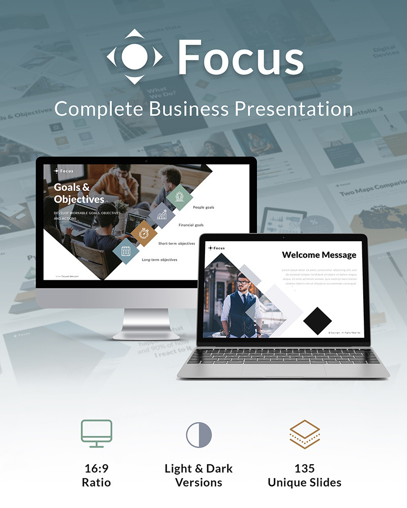 Fokus Business Slides PowerPoint-Vorlage - TemplateMonster