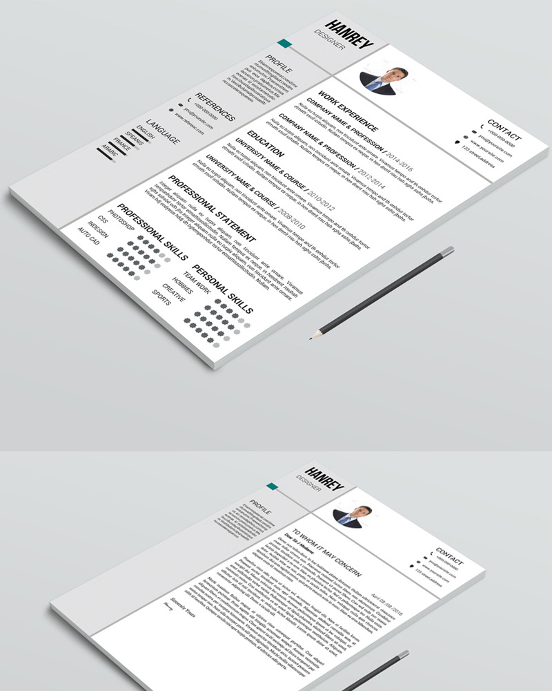 Hanrey Resume Template #80581 - TemplateMonster