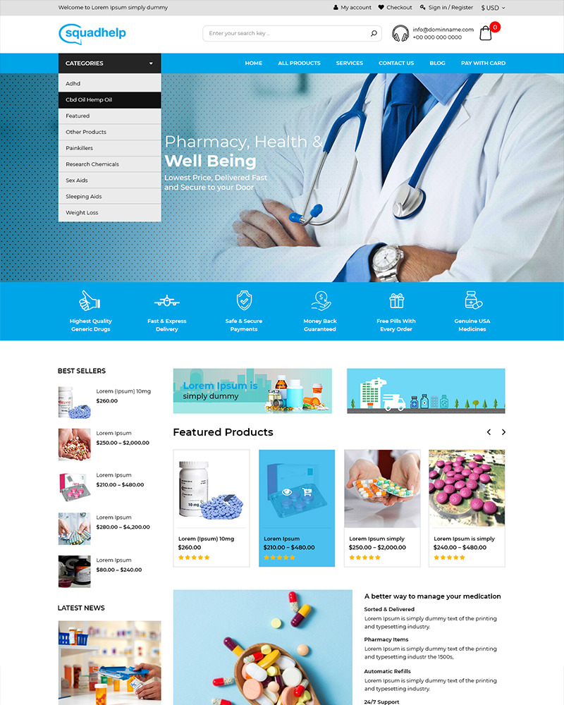 Squadhelp - Medicine Store PSD Template - TemplateMonster