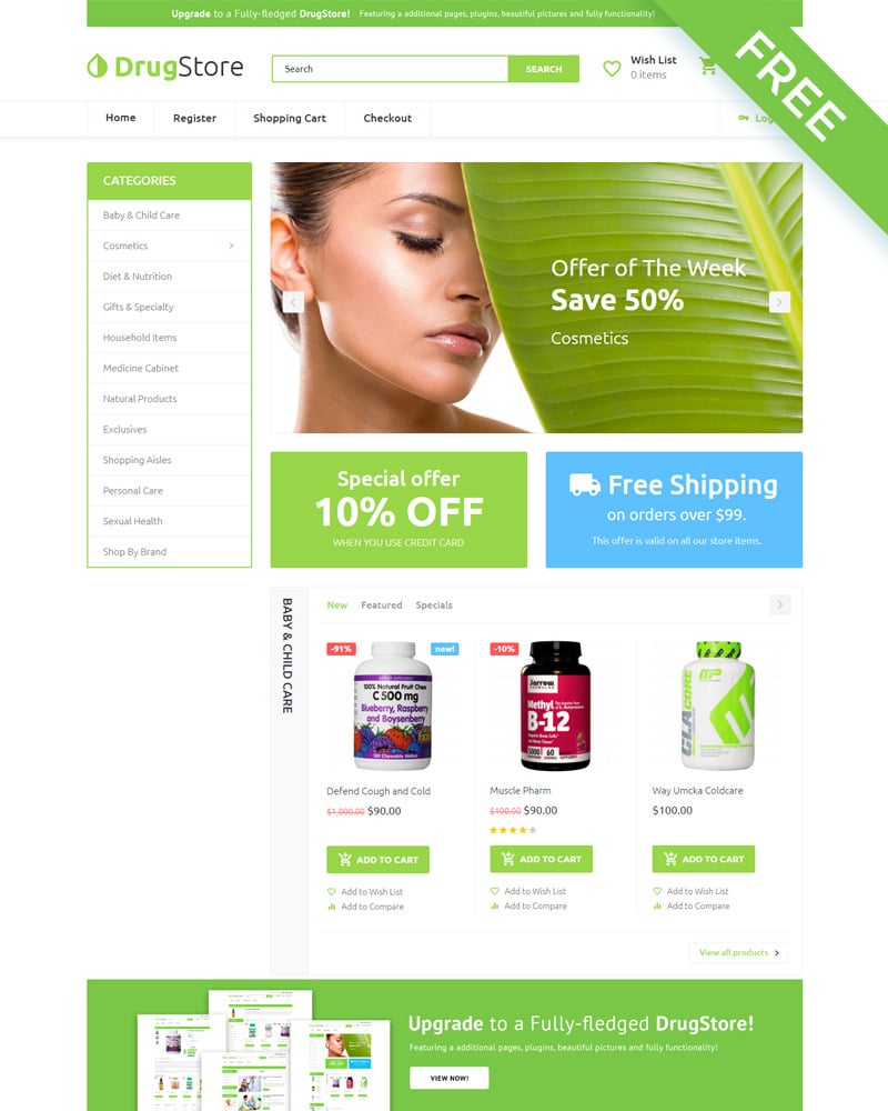 Drug Store - Drug Store Multipage Clean OpenCart Template