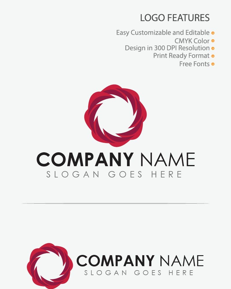 Geometric Red Color Circle Logo Template - TemplateMonster