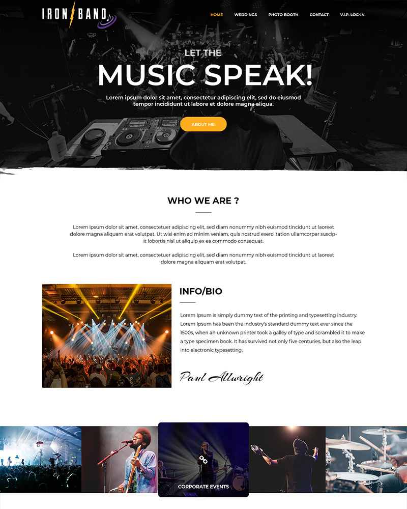 Iron Band - Music Band PSD Template #80882 - TemplateMonster