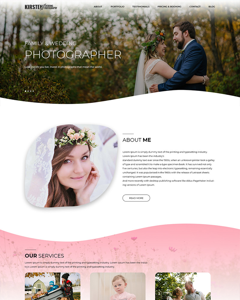 Kirsten - Wedding photography PSD Template - TemplateMonster