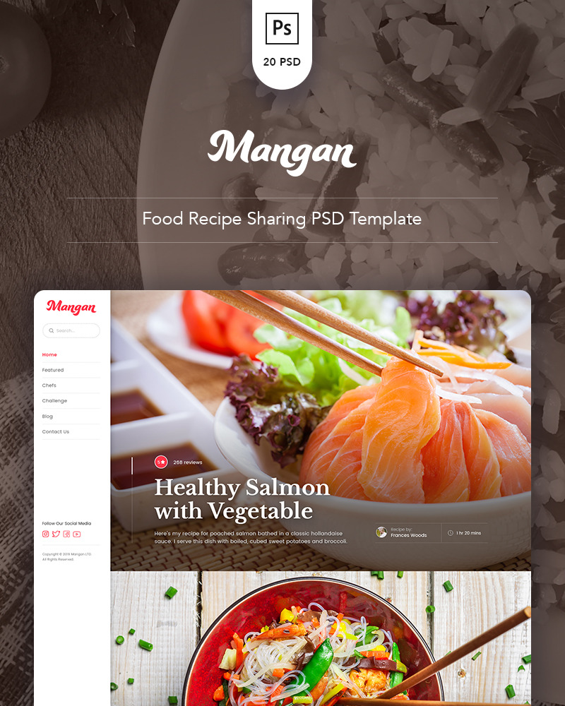 Mangan - Food Recipe Sharing PSD Template - TemplateMonster