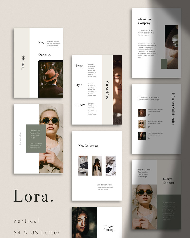 LORA - Vertical A4 + US letter PowerPoint template