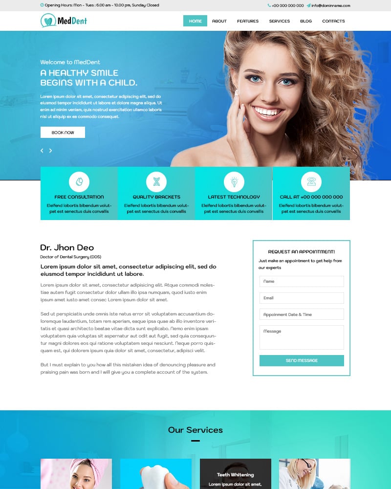 Med Dent - Dentist PSD Template #80988 - TemplateMonster