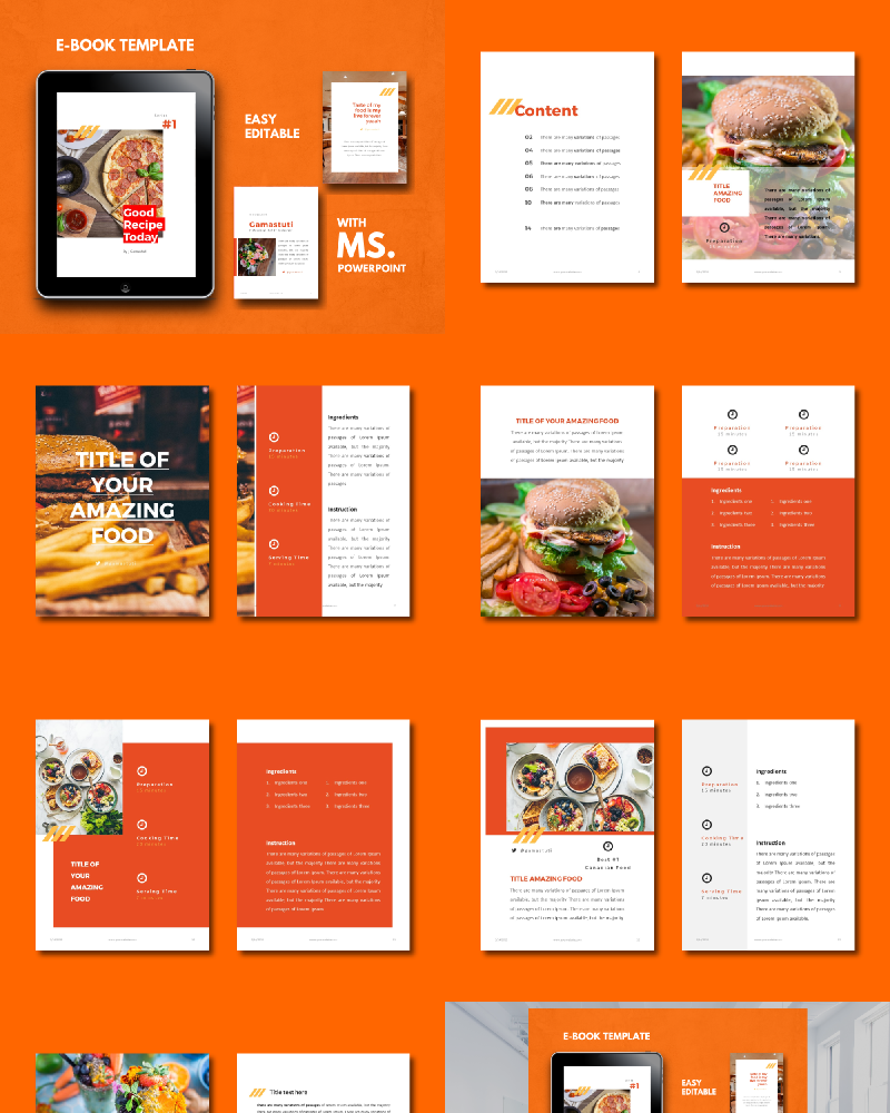 Modello PowerPoint di presentazione del design dell'eBook di ricetta