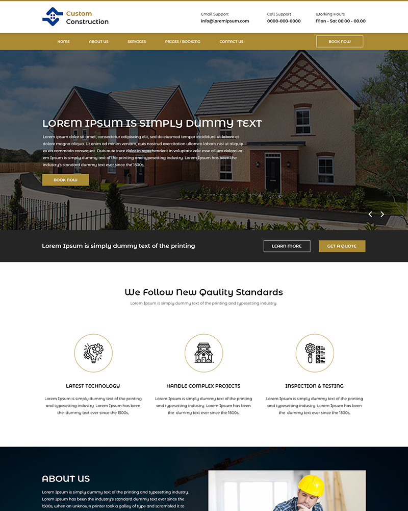 Custom Construction - Construction Company PSD Template