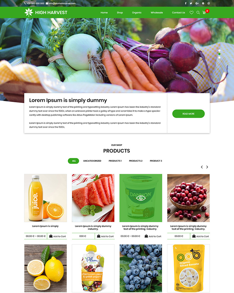 High Harvest - Organic Food Store PSD Template
