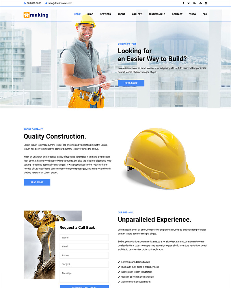 Making - Construction Service PSD Template - TemplateMonster
