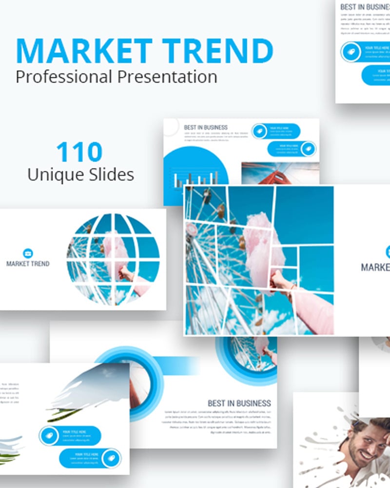 Modèle PowerPoint de tendance du marché - TemplateMonster