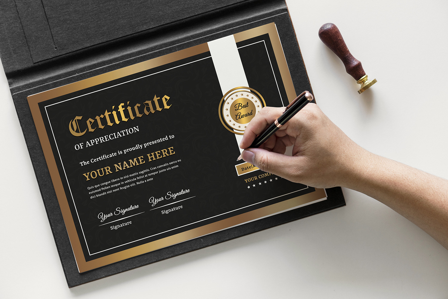 Black Gold Certificate Template TemplateMonster
