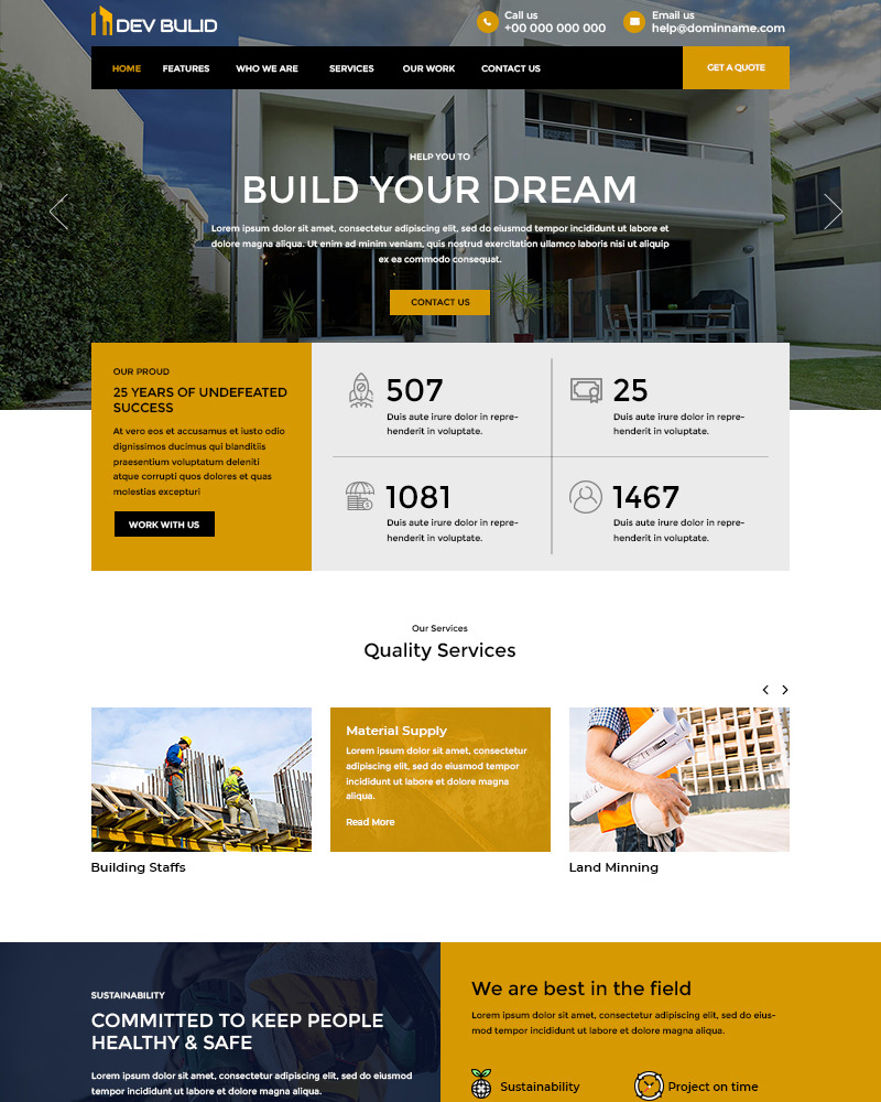Dev Build - Construction Company PSD Template