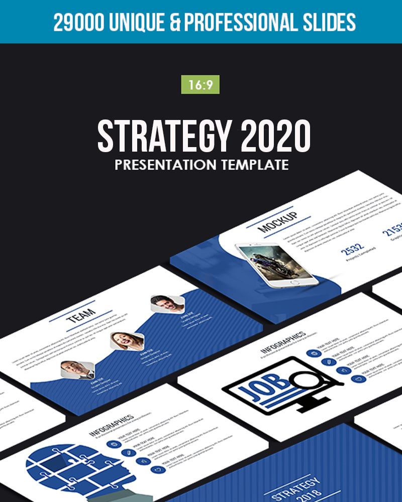 Plantilla de PowerPoint estrategia 2020 - TemplateMonster