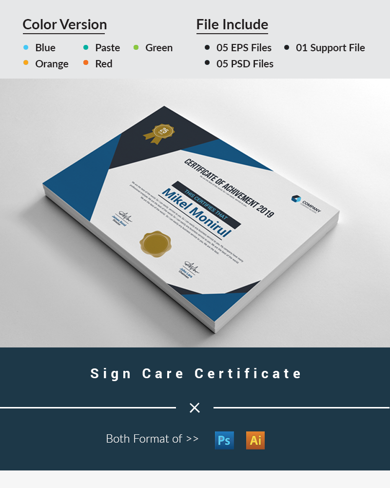 Sign Care Certificate Template #81208 - TemplateMonster