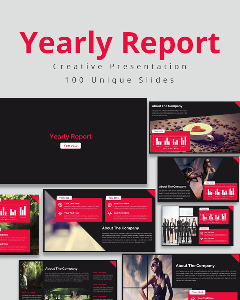 Yearly Report PowerPoint template #81212 - TemplateMonster