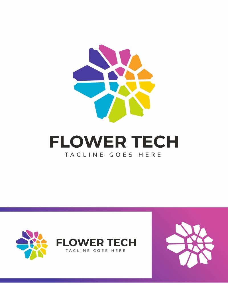 Flower Tech Logo Template #81478 - TemplateMonster