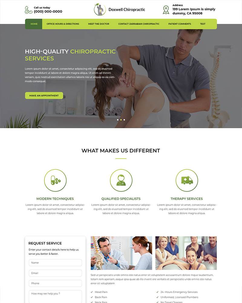 Doxwell - Chiropractic Therapy PSD Template - TemplateMonster