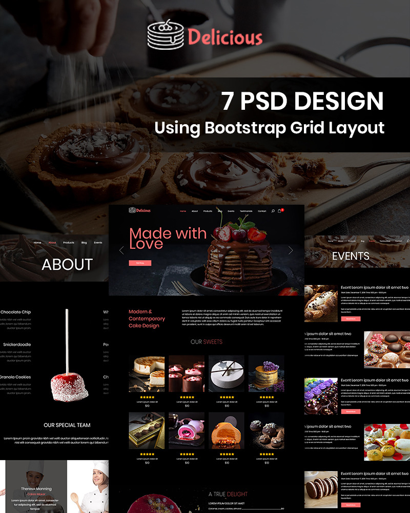Delicious - Sweet Shop PSD Template #81744 - TemplateMonster