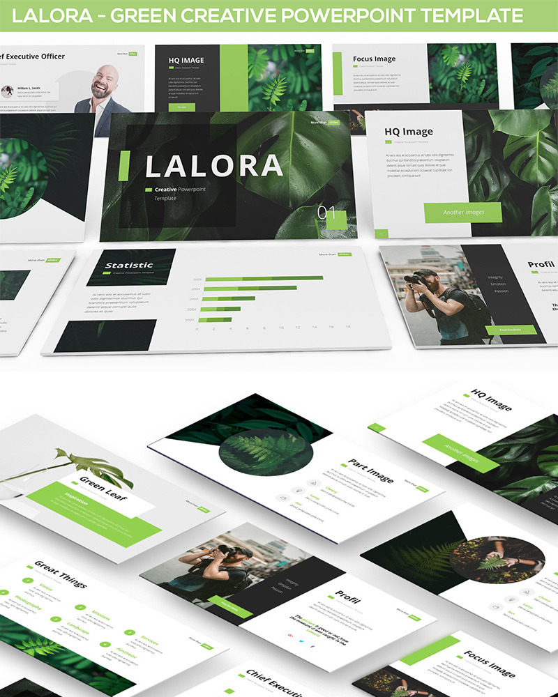 Lalora - Green Business PowerPoint template - TemplateMonster