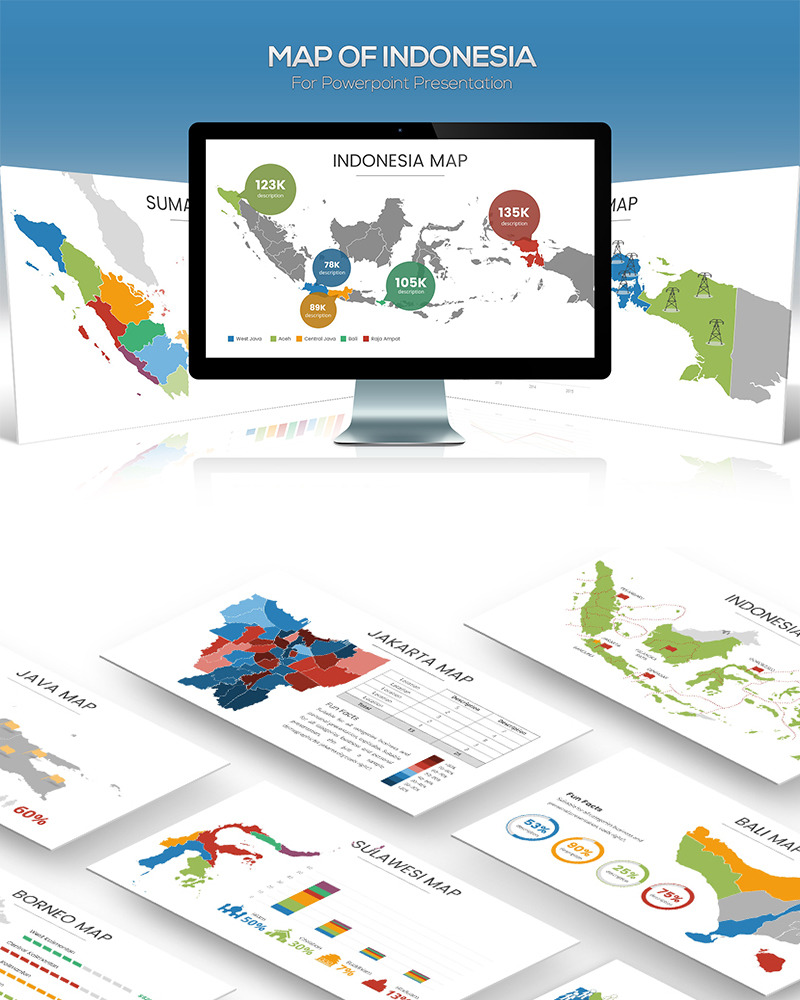 Map of Indonesia for PowerPoint template - TemplateMonster