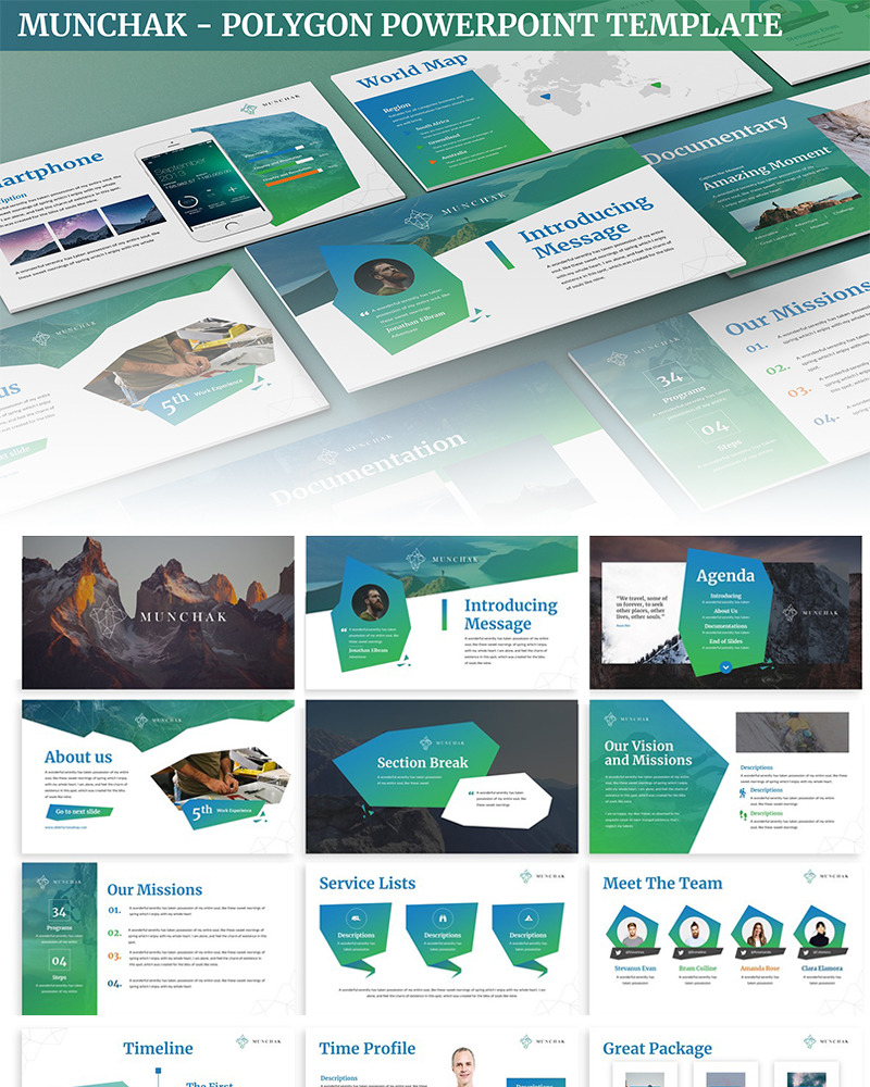 Munchak - Polygon PowerPoint template - TemplateMonster
