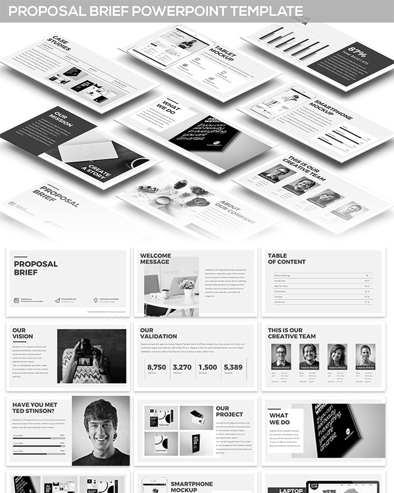 Proposal Brief PowerPoint template #81758 - TemplateMonster